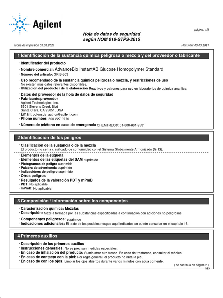 Modelo de Hoja de Datos de Seguridad | PDF | Agua | Solubilidad