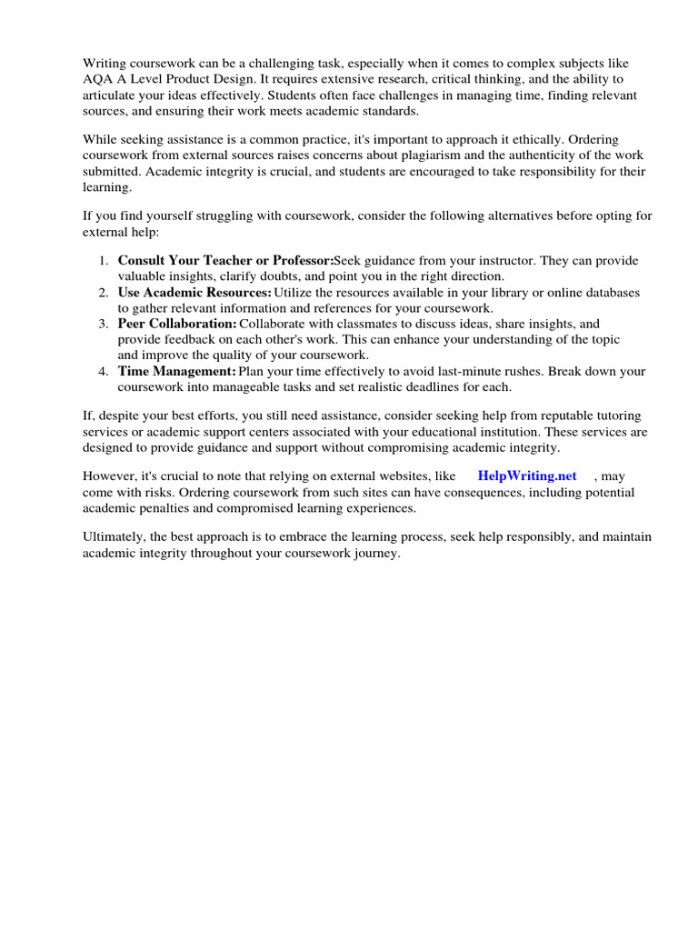 Aqa A Level Product Design Coursework Example | PDF