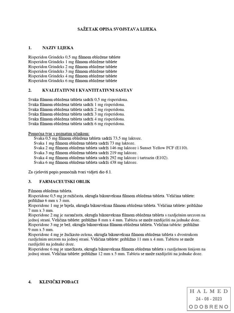 Risperidon Grindeks SPC - 2 | PDF