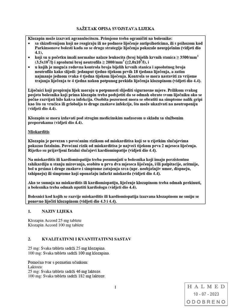 Klozapin Accord Tablete SPC | PDF
