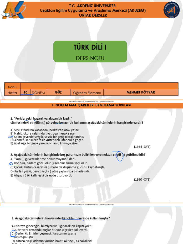 Hafta Noktalama İşaretleri̇-1 | PDF