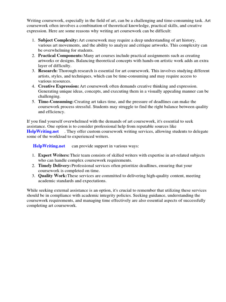 How To Do Art Coursework Quickly | PDF | Creativity | Computer ...