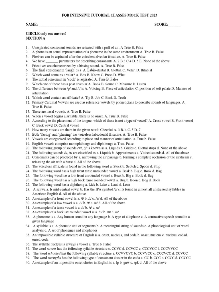 LINGUISTICS Test | PDF