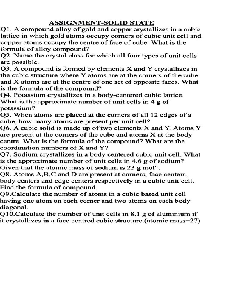 Assignment - Solid State | PDF