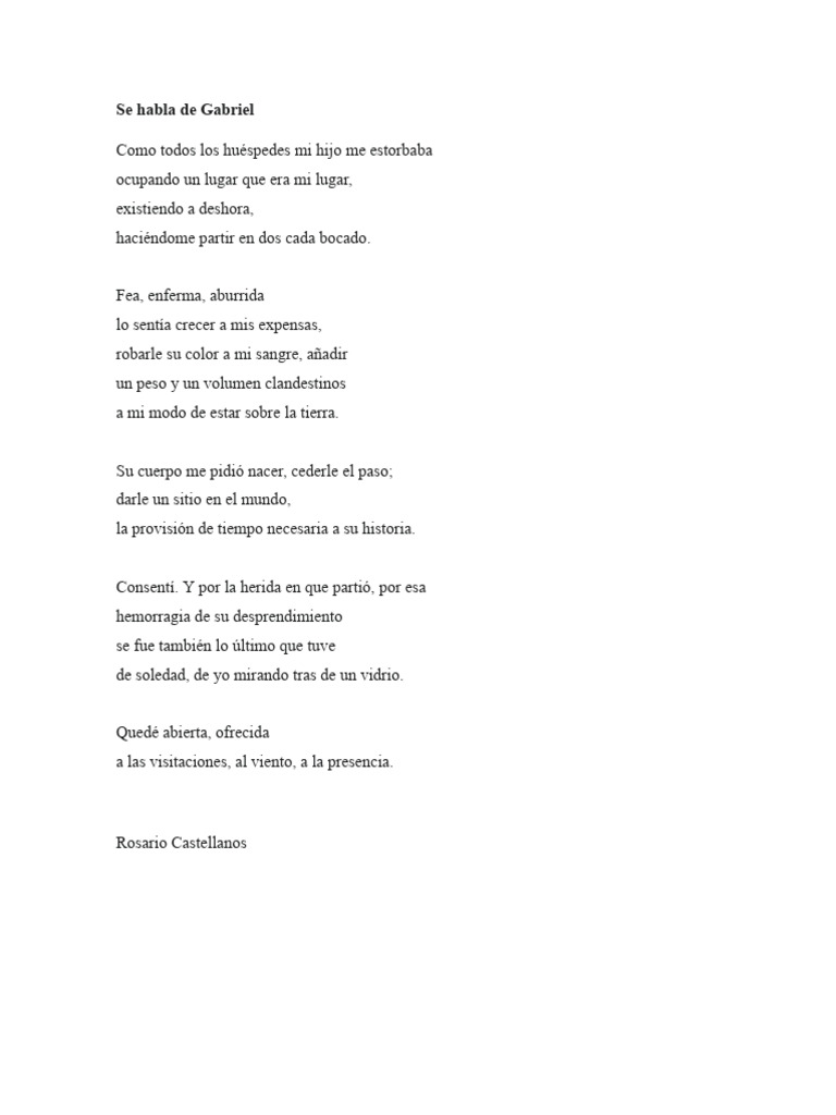 Reflexiones sobre Gabriel en Castellanos | PDF | Poesía