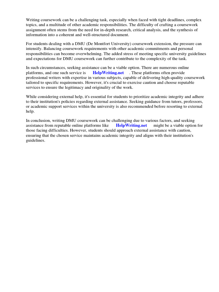 Dmu Coursework Extension | PDF