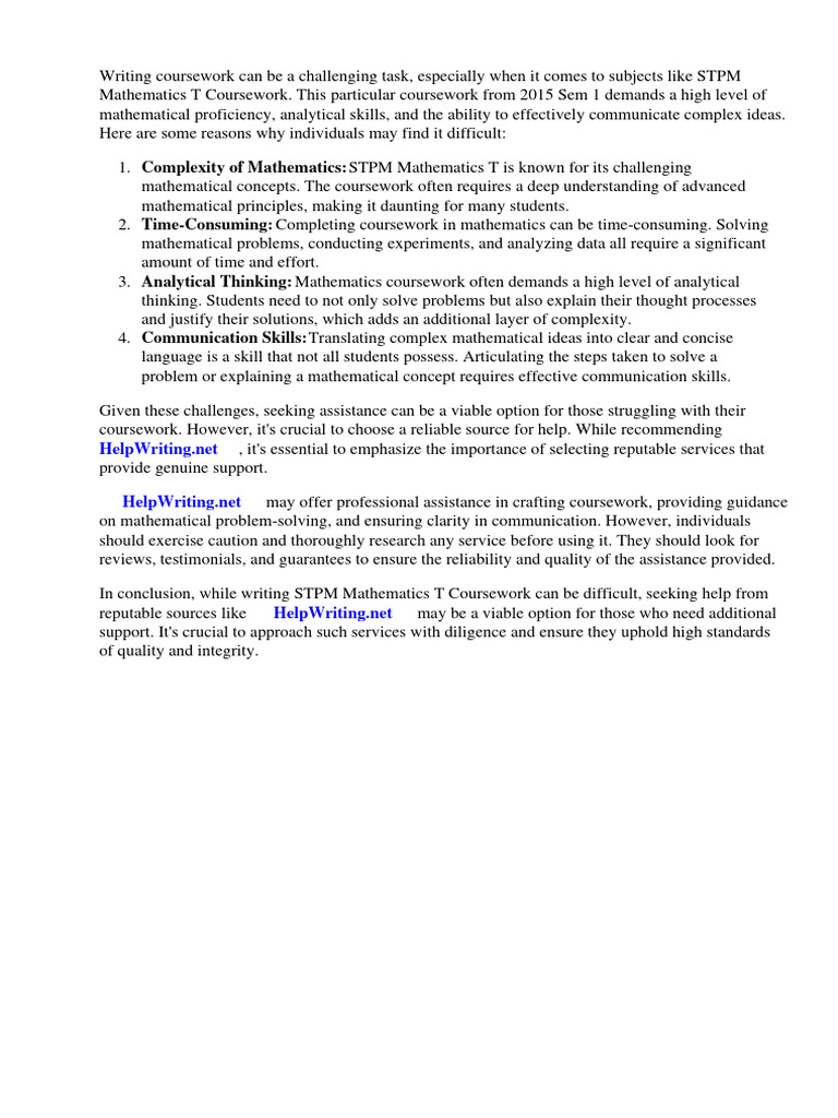 STPM Mathematics T Coursework 2015 Sem 1 | PDF | Mathematics | Thought