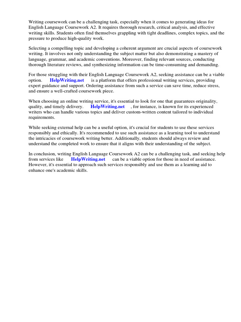Ideas For English Language Coursework A2 | PDF | Essays | English Language
