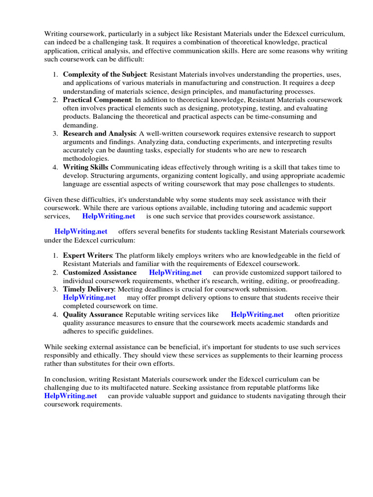 Resistant Materials Coursework Examples Edexcel | PDF | Critical Thinking