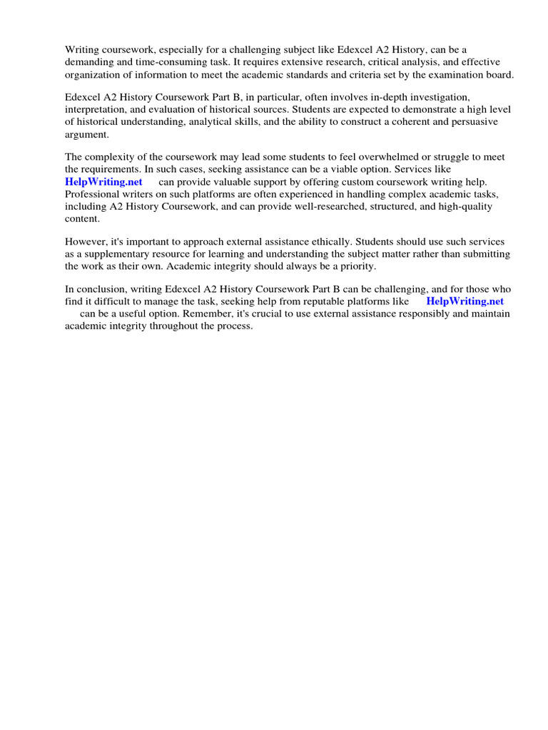 Edexcel A2 History Coursework Part B Mark Scheme | PDF | Gce Advanced ...