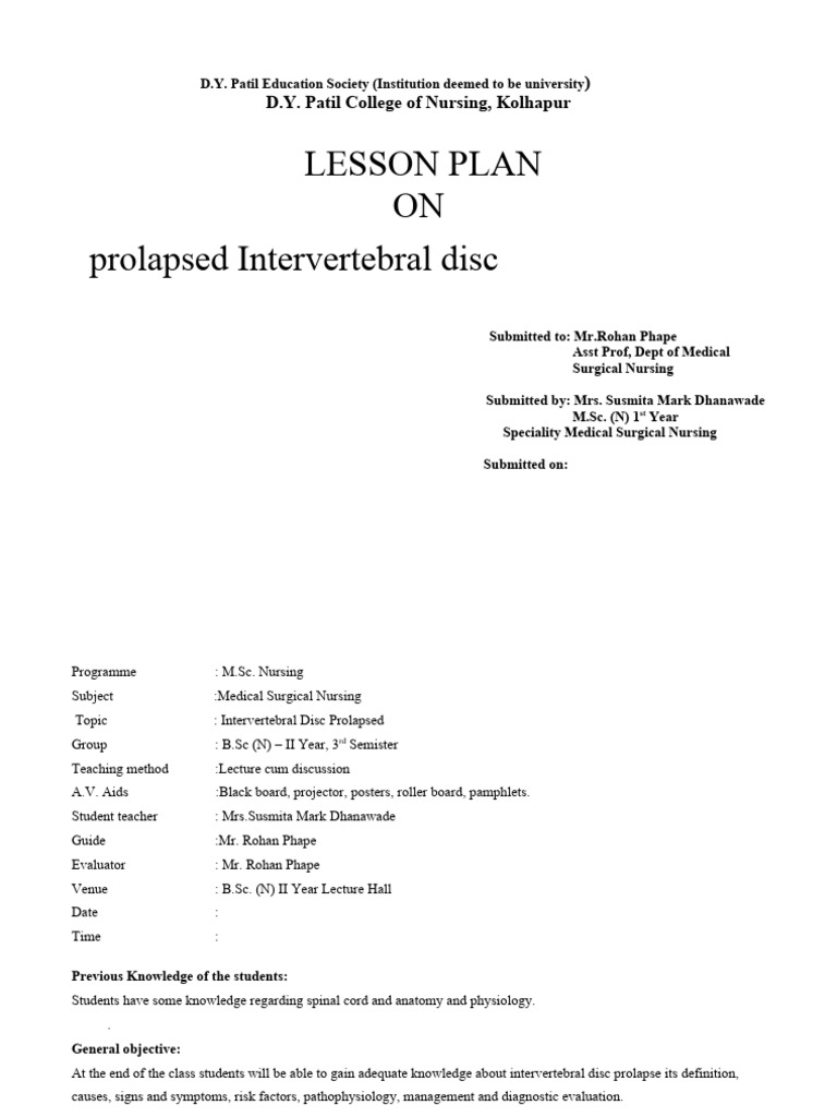 INTERVERTEBRAL DISC PROLAPSE LP Susmita | PDF | Vertebral Column | Medicine