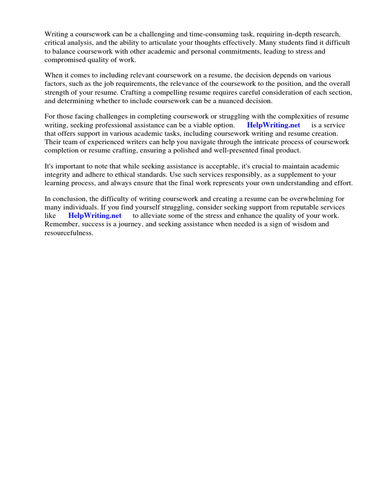 Should Relevant Coursework Included Resume | PDF | Résumé