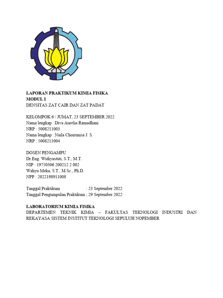 Lapres Modul 1 Densitas | PDF
