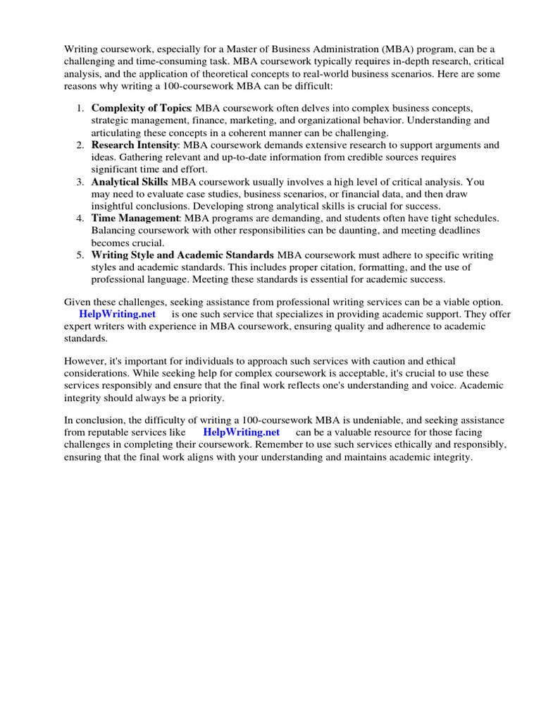 100 Coursework Mba | PDF | Master Of Business Administration | Business 100 Coursework Mba | PDF | Master Of Business Administration | Business
