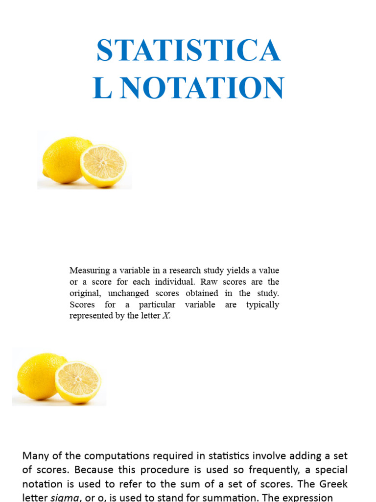 5 Statistical Notation And Frequency Table Pdf Summation Multiplication