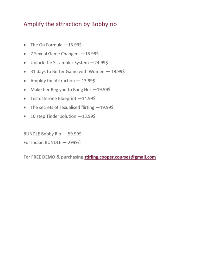 Amplify The Attraction by Bobby Rio | PDF