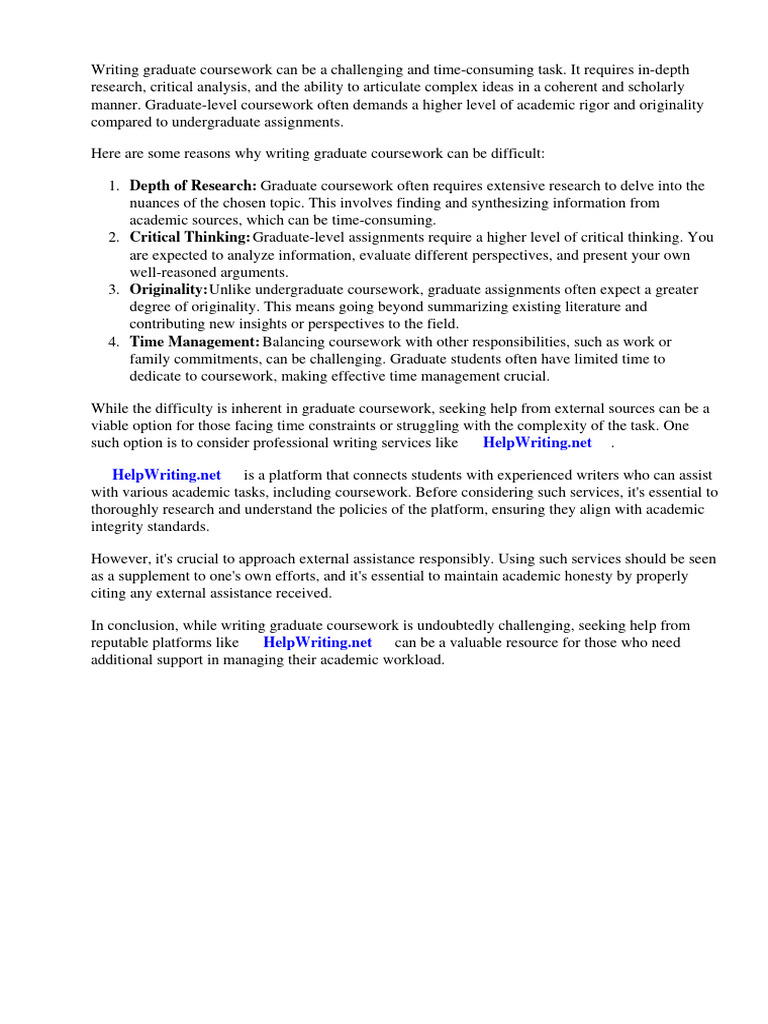 Graduate Coursework | PDF | Thesis | Postgraduate Education