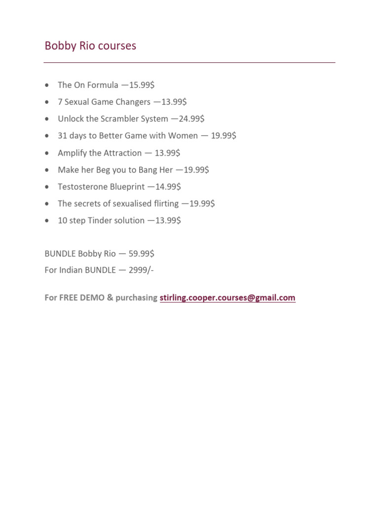 Bobby Rio Courses | PDF | Games & Activities | Self-Improvement