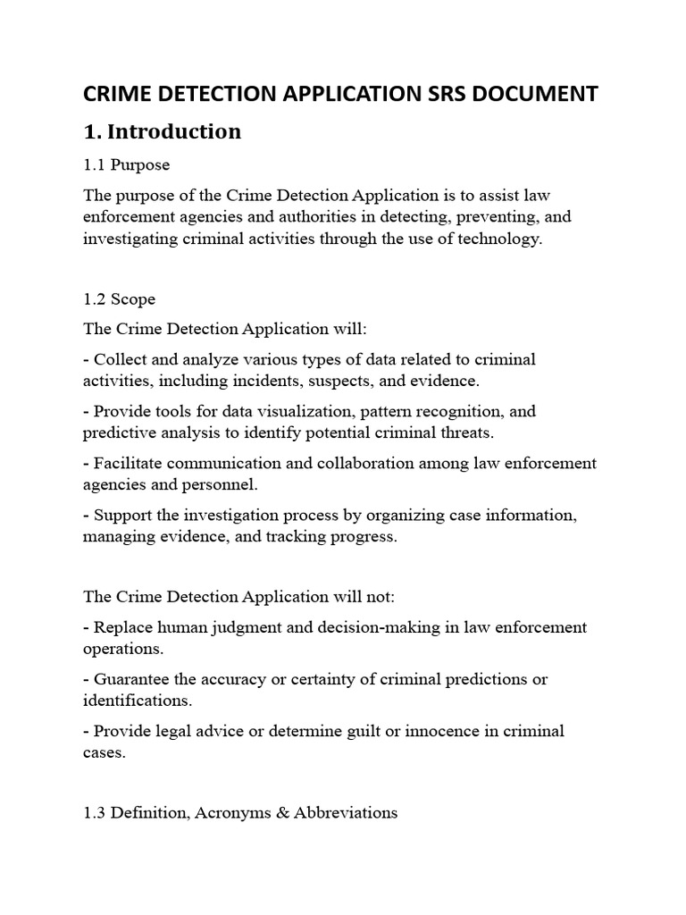 Crime Detection Application Srs Document Pdf Databases User Interface