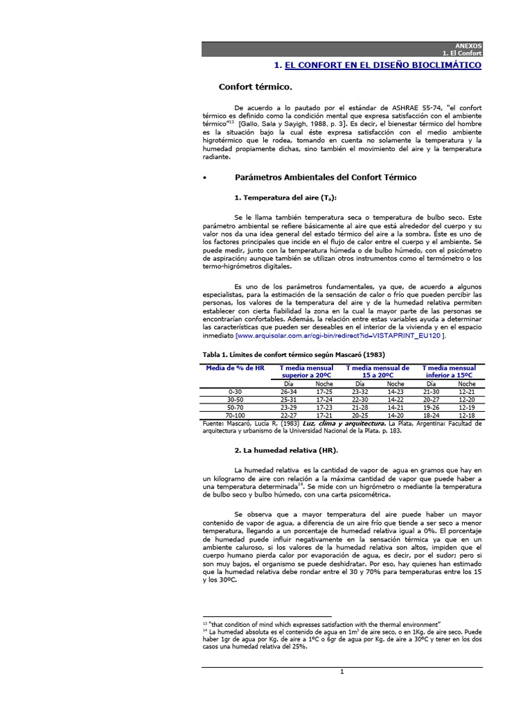 Confort Bioclimatico | PDF | Temperatura | Humedad