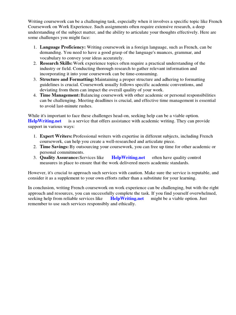 Challenges in French Coursework Writing | PDF