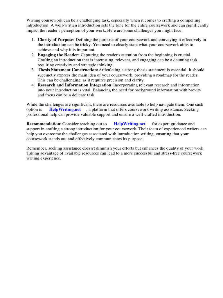 How To Write A Good Introduction For Coursework Pdf Essays Books