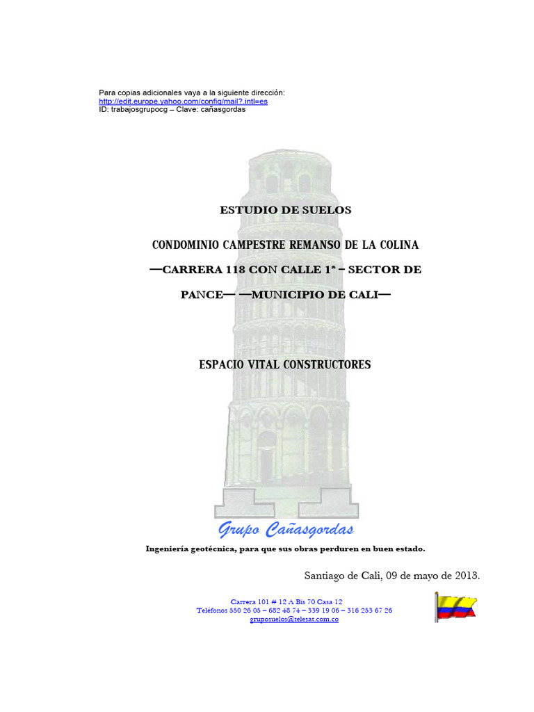 Estudio Suelos ALTOS de LA COLINA Inicial Remanso de La Colina | PDF ...