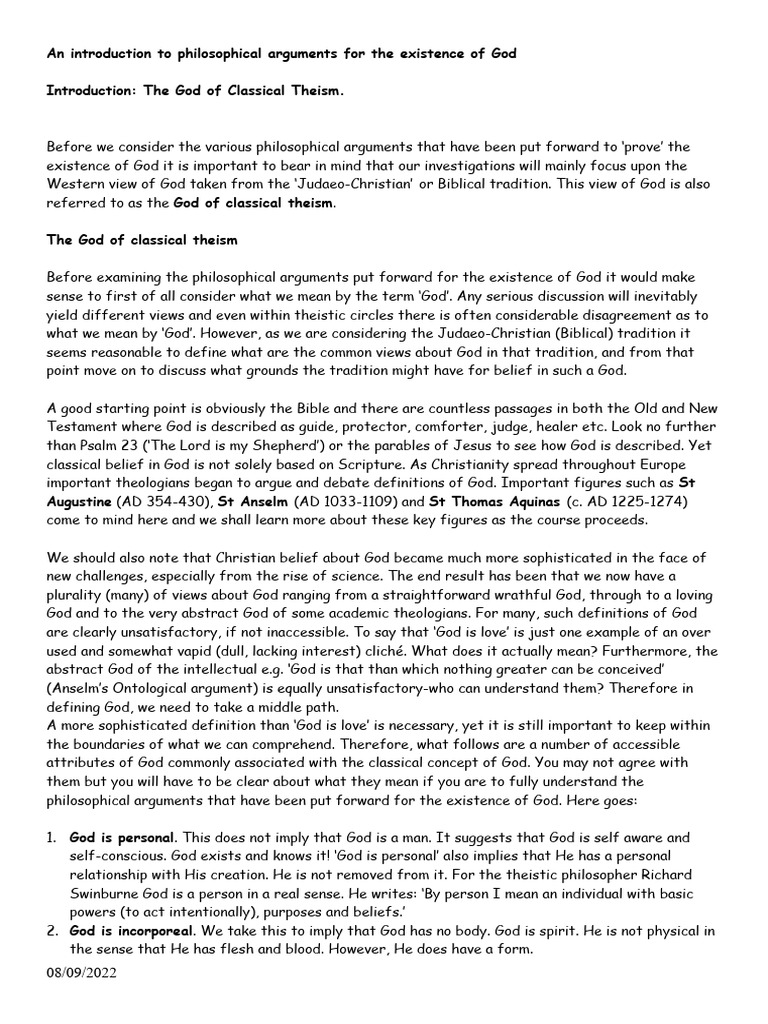 The God of Classical Theism | PDF | God | Omnipotence
