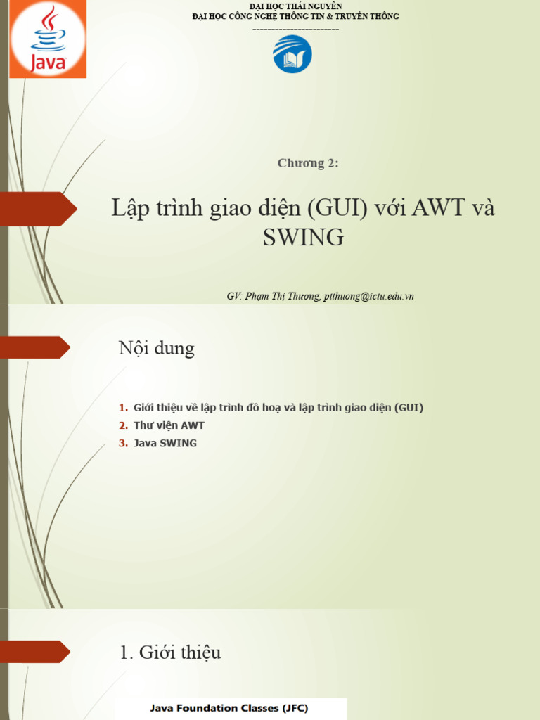 2 - Chương2 - Lập Trình Giao Diện AWT Và SWING | PDF