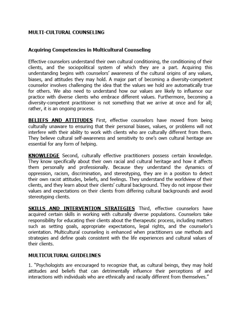 Multi-Cultural Counseling and Ethical Code | PDF | Psychotherapy | Confidentiality