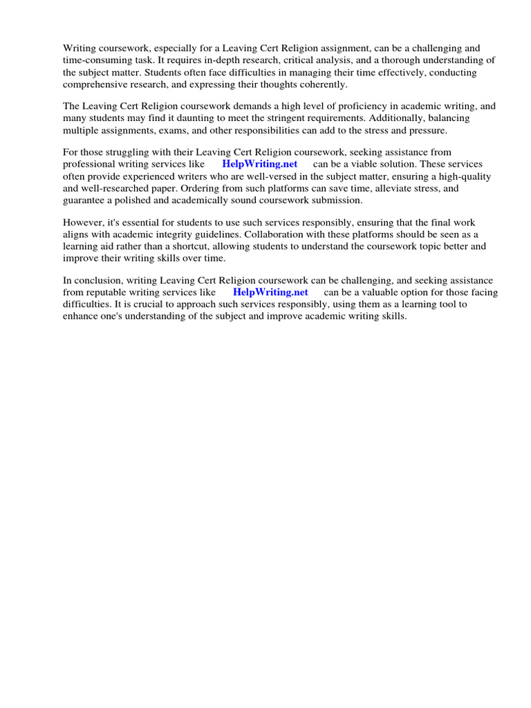 Leaving Cert Religion Coursework Sample | PDF | Lymph