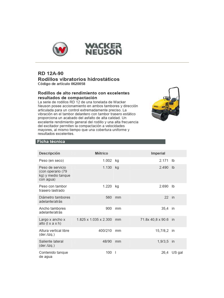 Ficha Tecnica Rodillo Doble | PDF
