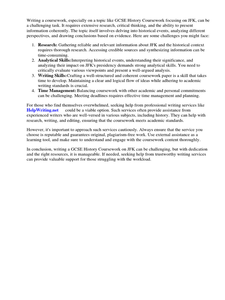 Gcse History Coursework JFK | PDF | John F. Kennedy | Lee Harvey Oswald
