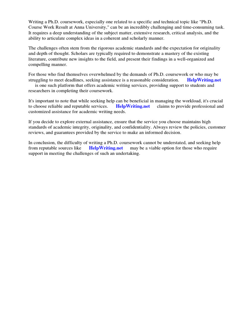 PHD Course Work Result Anna University | PDF