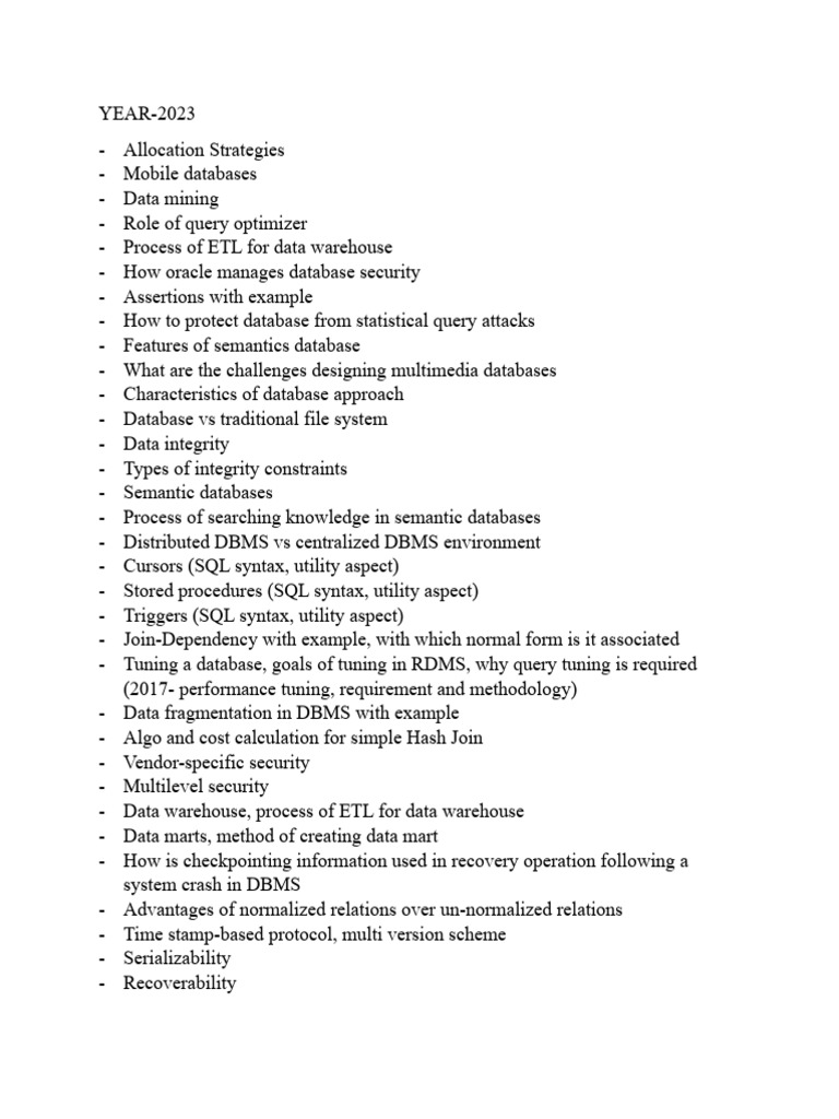 Adba Pyq | PDF | Databases | Sql