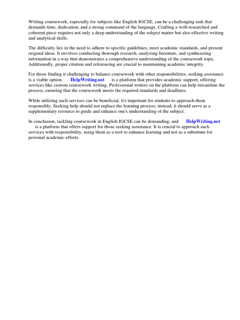 Coursework English Igcse | PDF | Essays | Question
