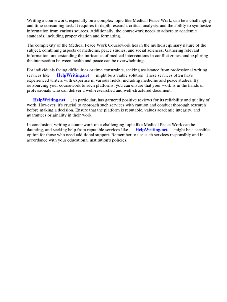 Medical Peace Work Course | Download Free PDF | Violence | Medicine