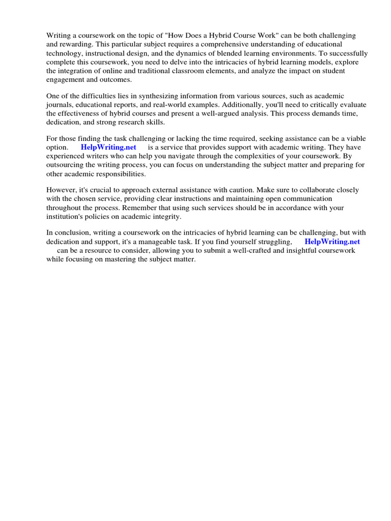 How Does A Hybrid Course Work | PDF