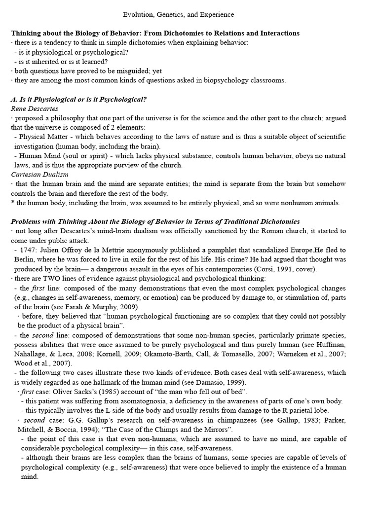 Bio Psych Chapter 2 - Evolution | Download Free PDF | Dominance (Genetics) | Homo