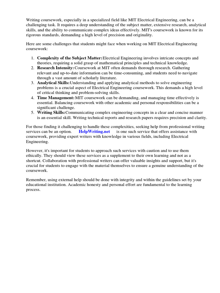Mit Electrical Engineering Coursework | PDF | Engineering | Electrical Engineering