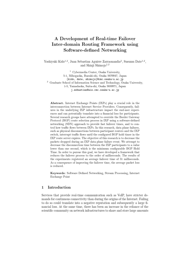 A Development Of Real Time Failover Pdf Routing Computer Network
