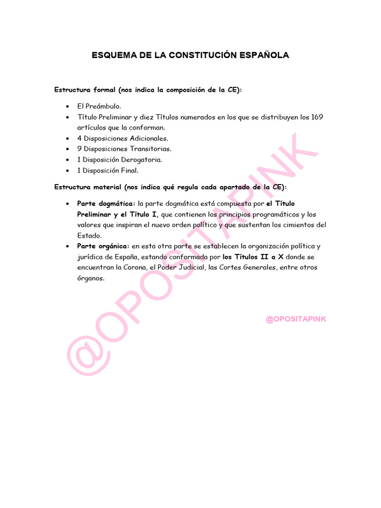 Esquema De La Constitucion Española Pdf Ciencias Políticas Gobierno