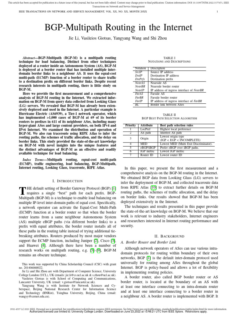 BGP-Multipath Routing in The Internet | Download Free PDF | Router (Computing) | Routing