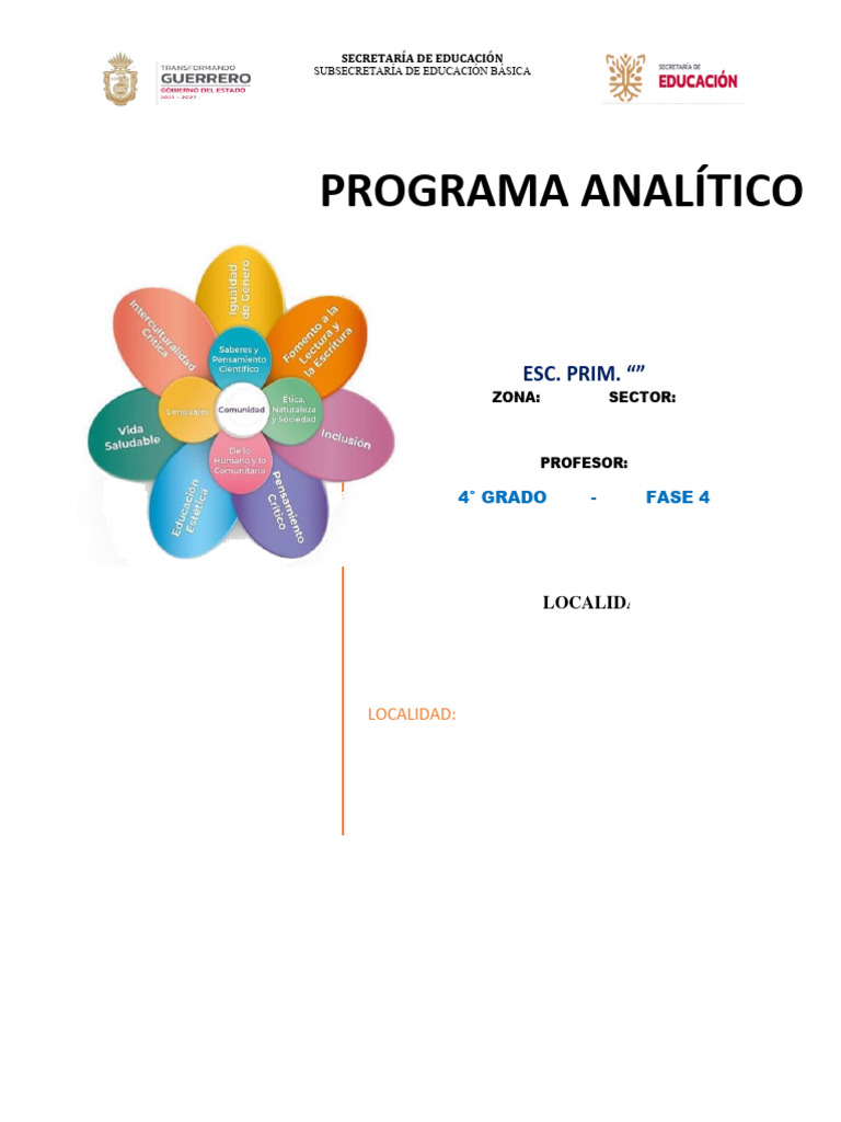 PROGRAMA ANALITICO Fase 4. Ejemplo | PDF | Inclusión (Educación ...