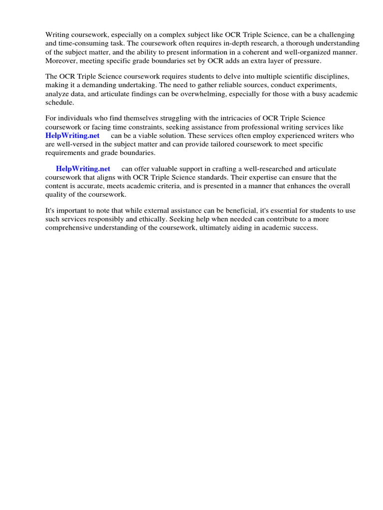 OCR Triple Science Coursework Help | PDF | Gce Advanced Level (United Kingdom) | United Kingdom
