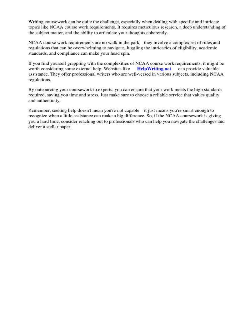 Ncaa Course Work Requirements | PDF | National Collegiate Athletic ...