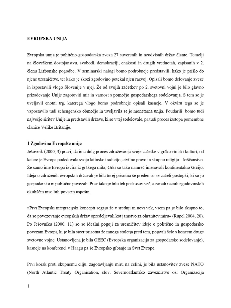 Evropska Unija - Presentation | PDF