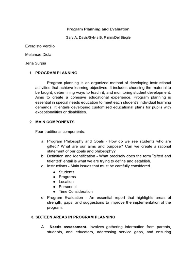 Digest For Program Planning and Evaluation | PDF | Gifted Education ...