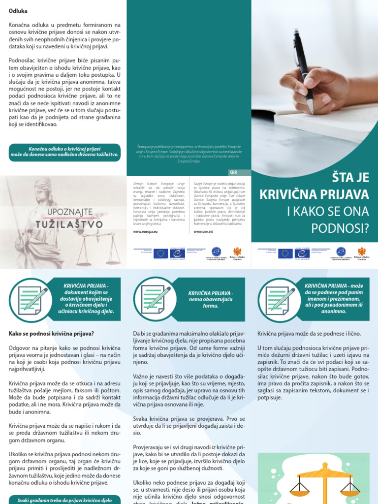 03 CoE Sta Je Krivicna Prijava I Kako Se Ona Podnosi A4 Final | PDF