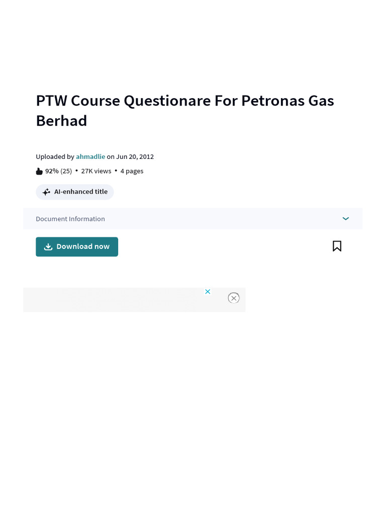 PTW Course Questionare For Petronas Gas Berhad - PDF | PDF | Scribd ...